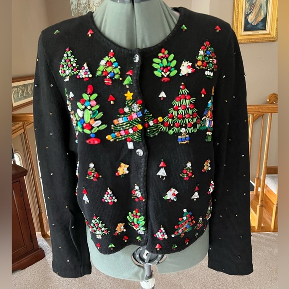 Michael Simon | Sweaters | Vintage Michael Simon L Beaded Christmas ...